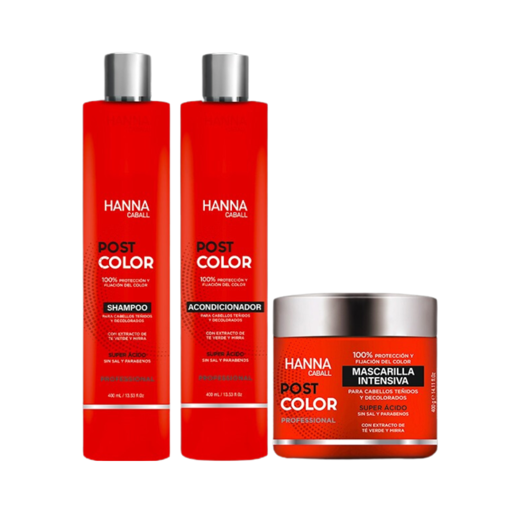 Kit Post Color Shampoo 400Ml + Acondicionador 400Ml + Mask 400Ml Hanna ...